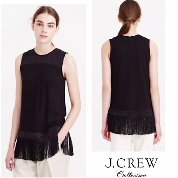 J. Crew | Tops | J Crew Black Fringe Elegant Flapper Top New | Poshmark